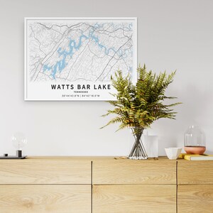 Printable Map of Watts Bar Lake, Tennessee, US - Instant Download ...