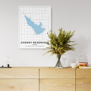 Printable Map of Cheney Reservoir, Kansas, US - Instant Download \ Lake ...