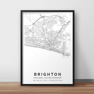 Printable Map of Brighton, England, UK With Street Names - Instant ...