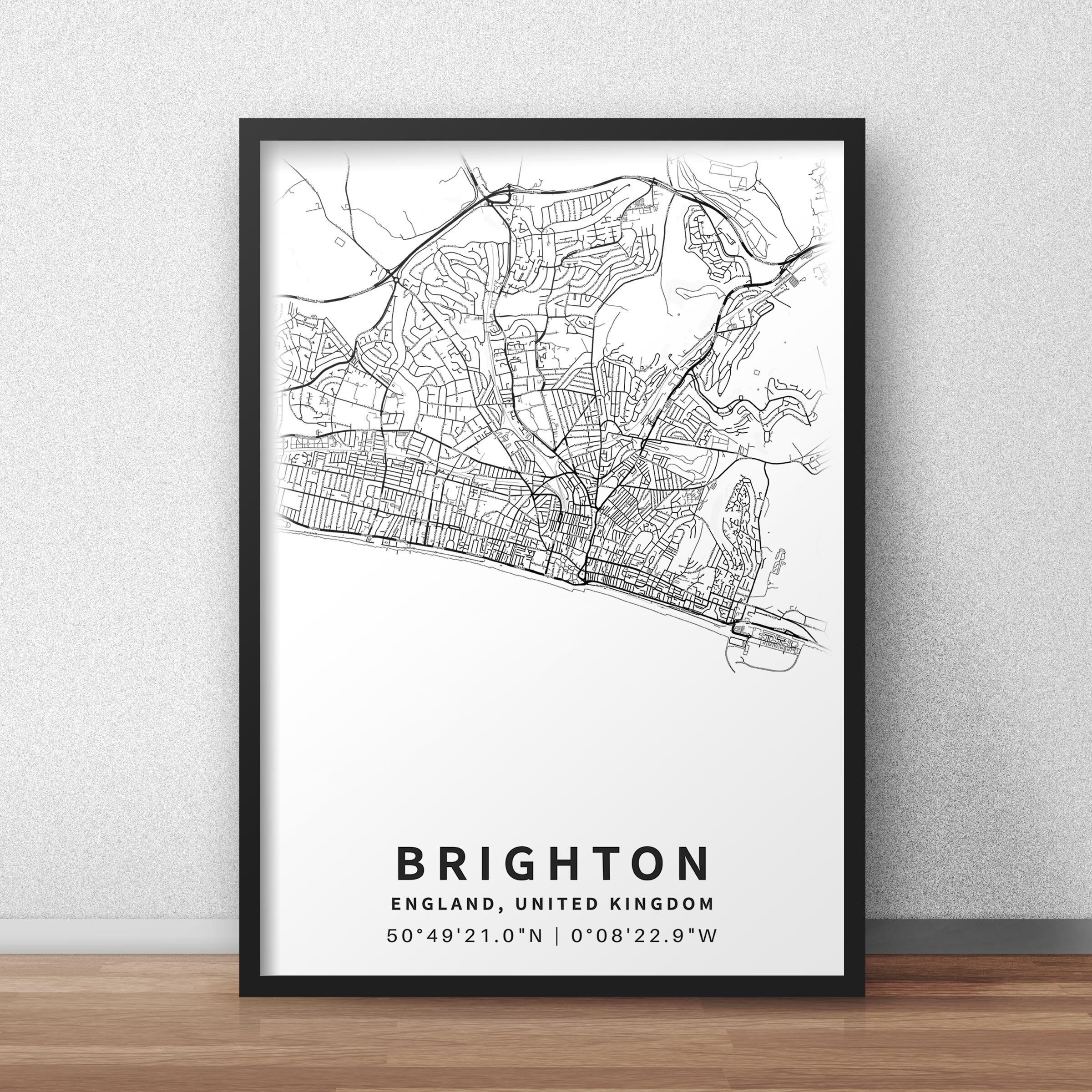 Brighton England Map With Street Names, Printable Brighton City Poster ...