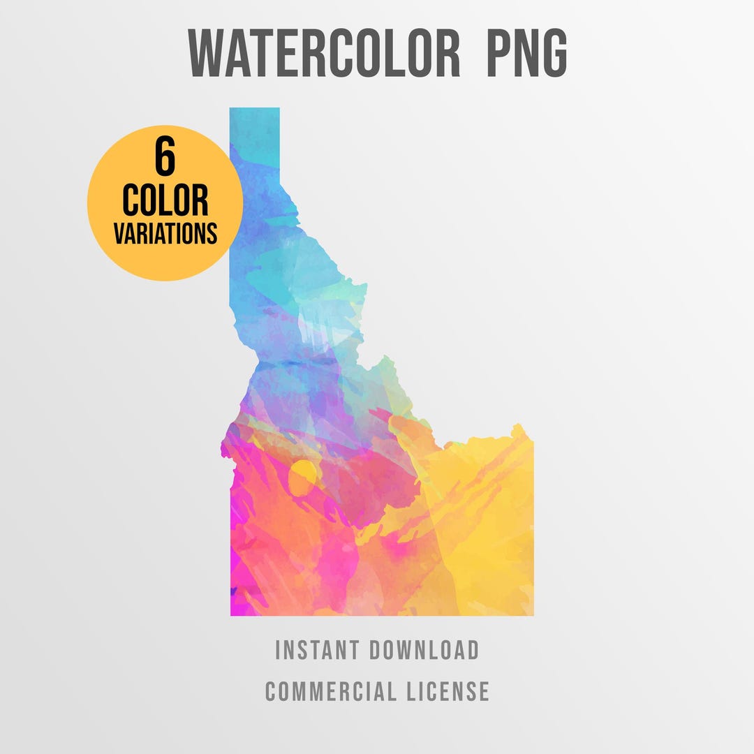 Idaho Map Watercolor PNG Bundle, USA Idaho State Outline Clip Art ...