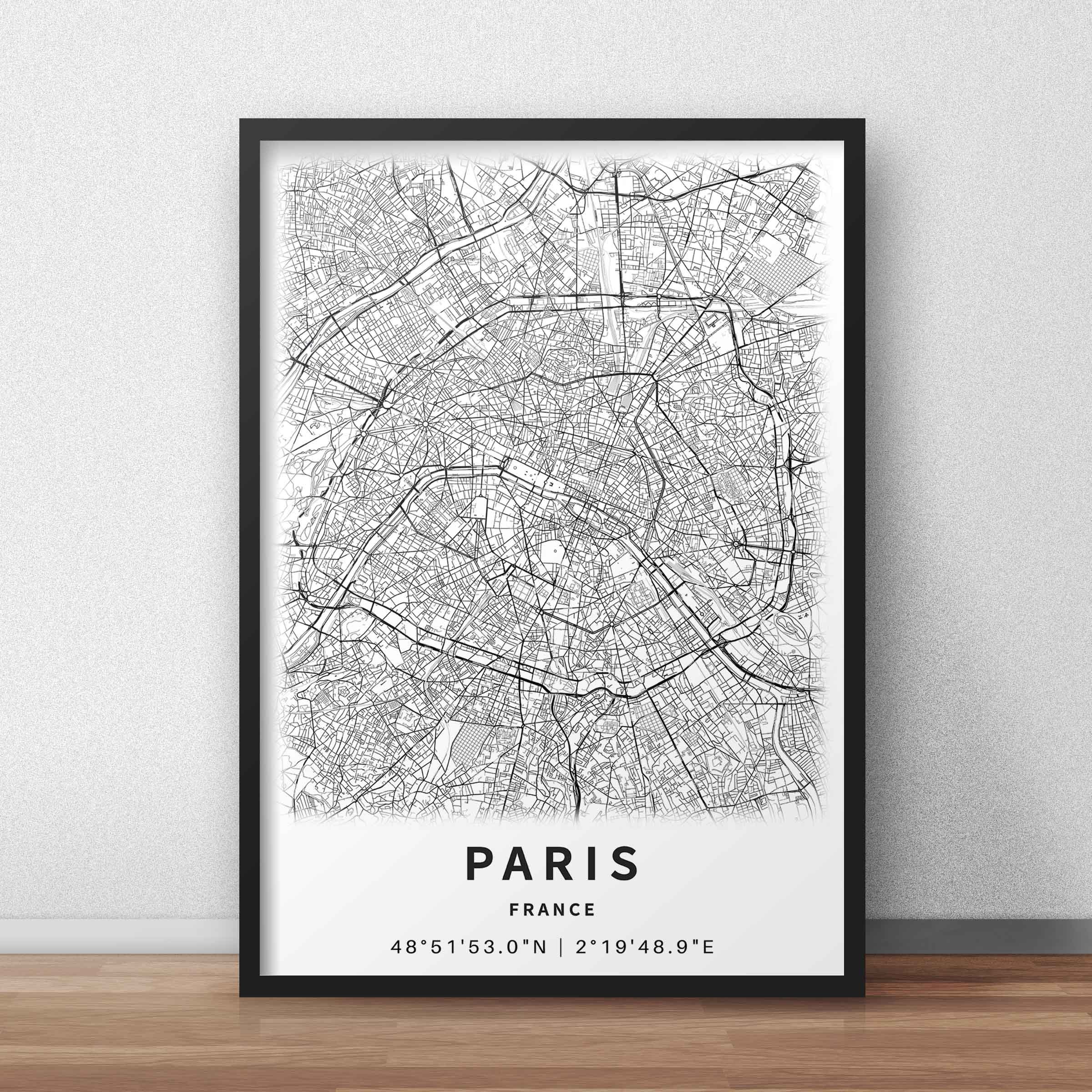 Printable Map of Paris France With Street Names Instant - Etsy