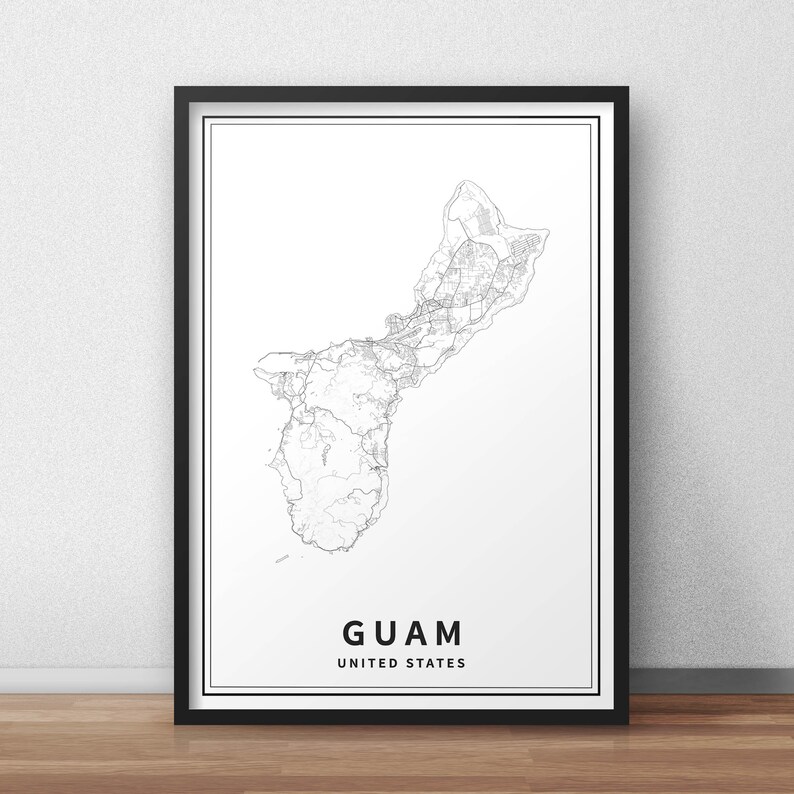 Guam USA Map Print Hagåtña Dededo City Map Instant Download - Etsy