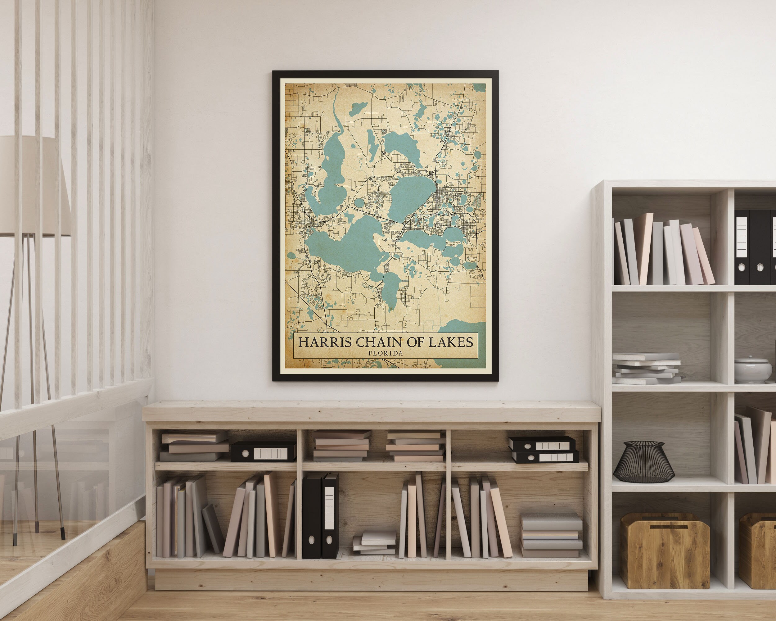 Vintage Style Map of Harris Chain of Lakes Florida USA - Etsy Ireland