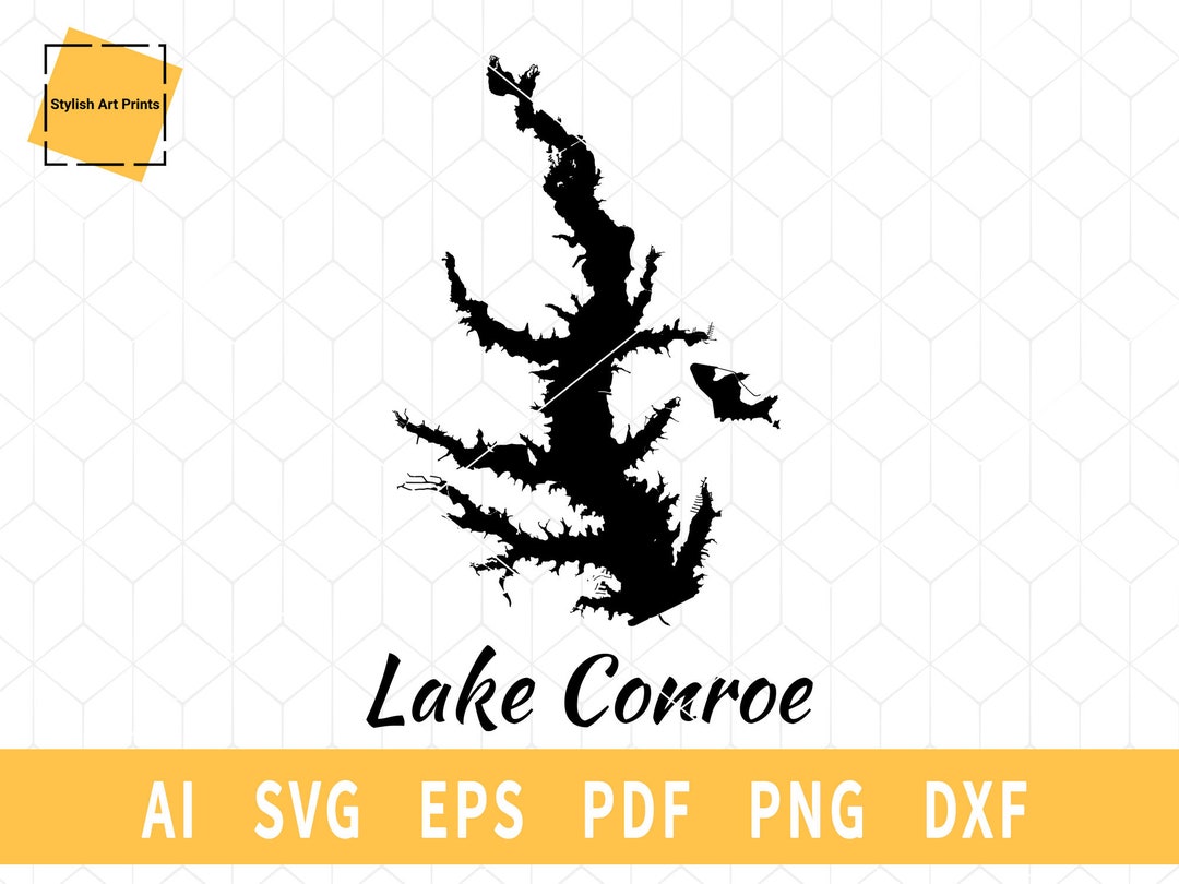 Lake Conroe Map SVG, Texas Map Vector File Instant Download Cutting ...