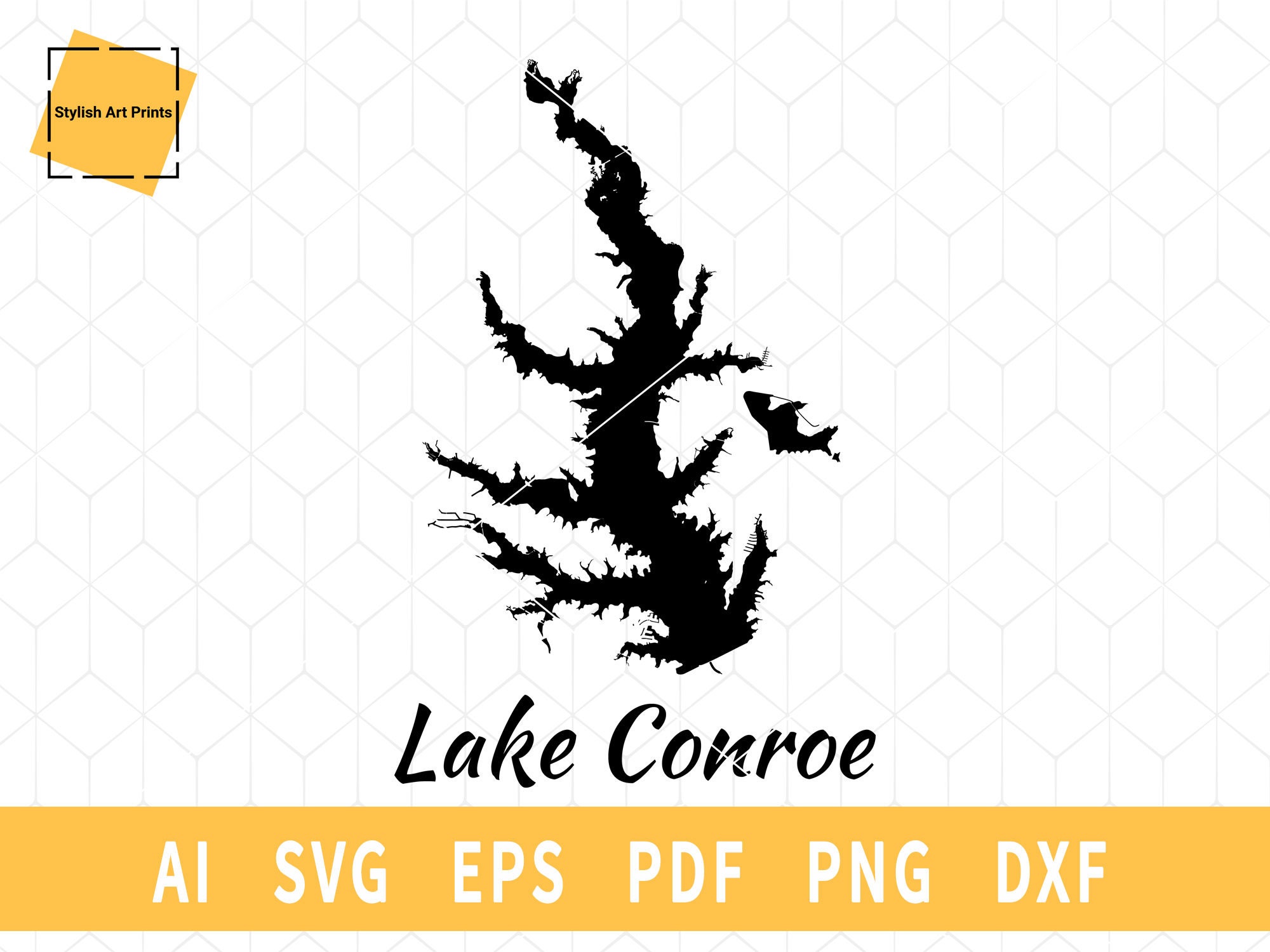 Lake Conroe Map SVG Texas Map Vector File Instant Download | Etsy