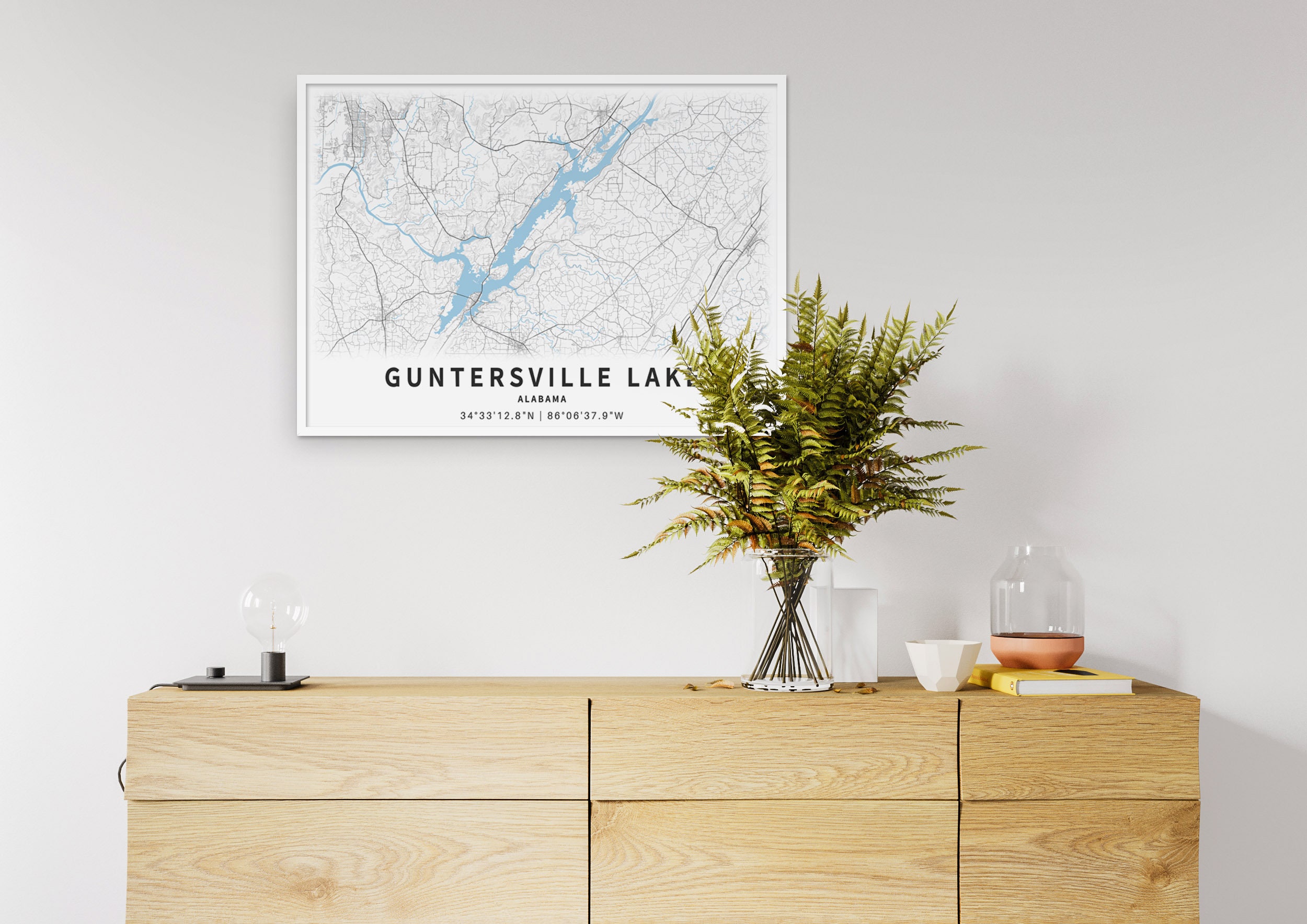 Printable Map of Guntersville Lake Alabama United States - Etsy