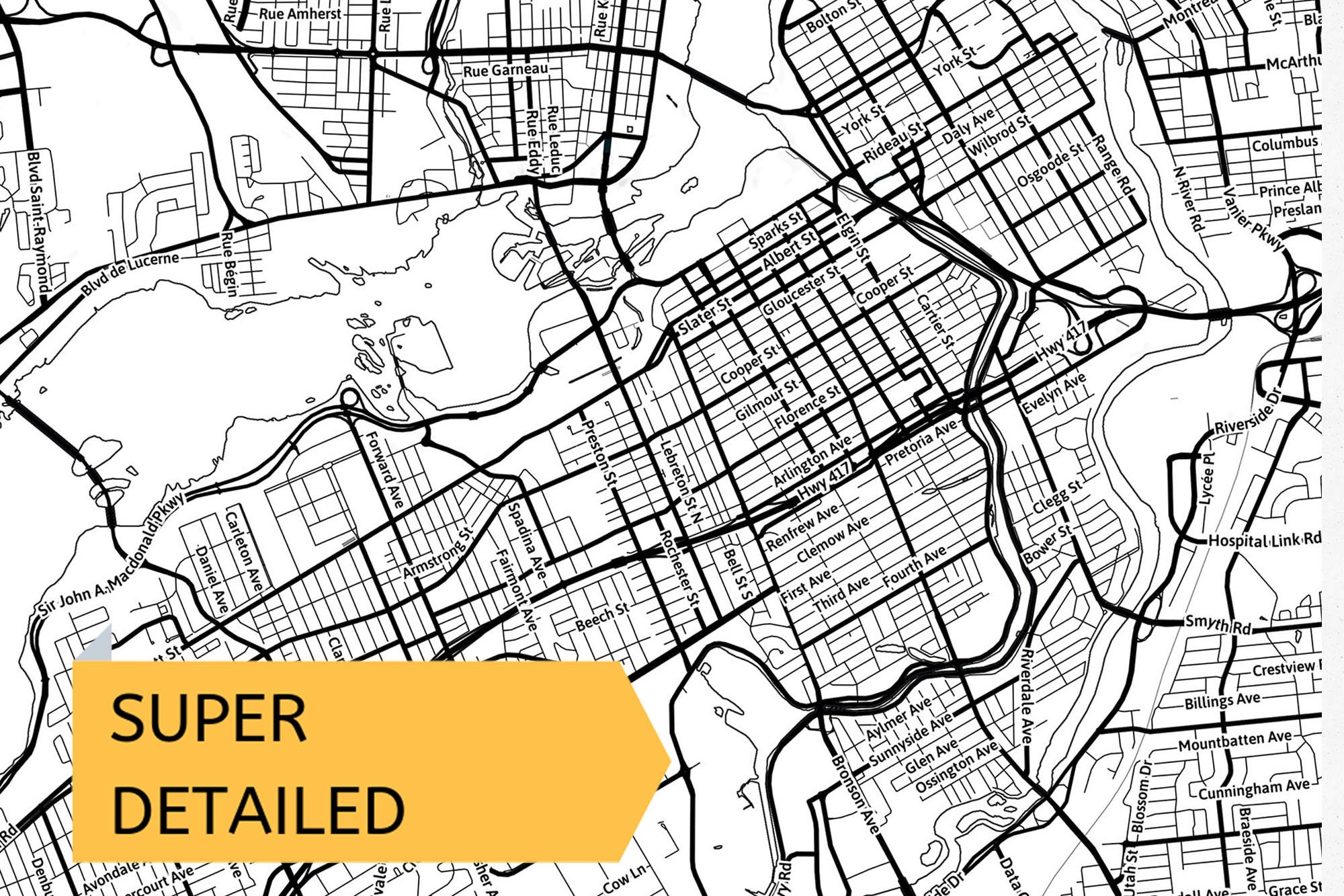 Printable Map of Ottawa Ontario Canada With Street Names - Etsy