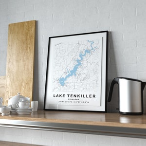 Printable Map of Lake Tenkiller, Oklahoma, US - Instant Download \ Lake ...