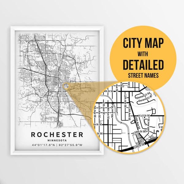 Rochester Map - Etsy