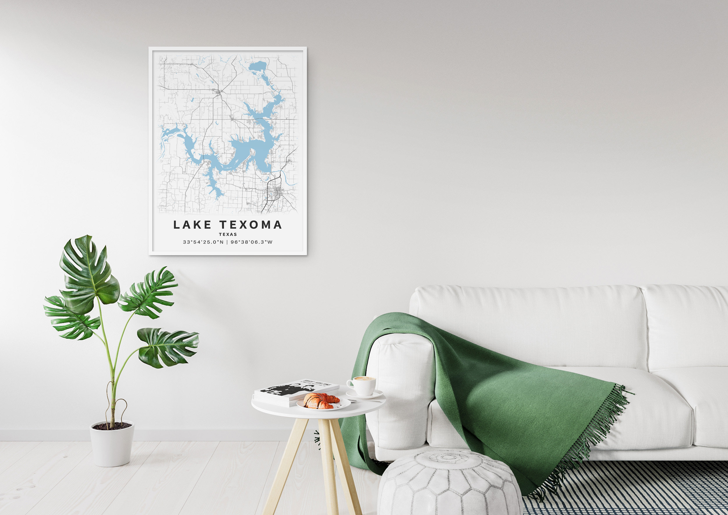 Printable Map of Lake Texoma Oklahoma Texas United States - Etsy