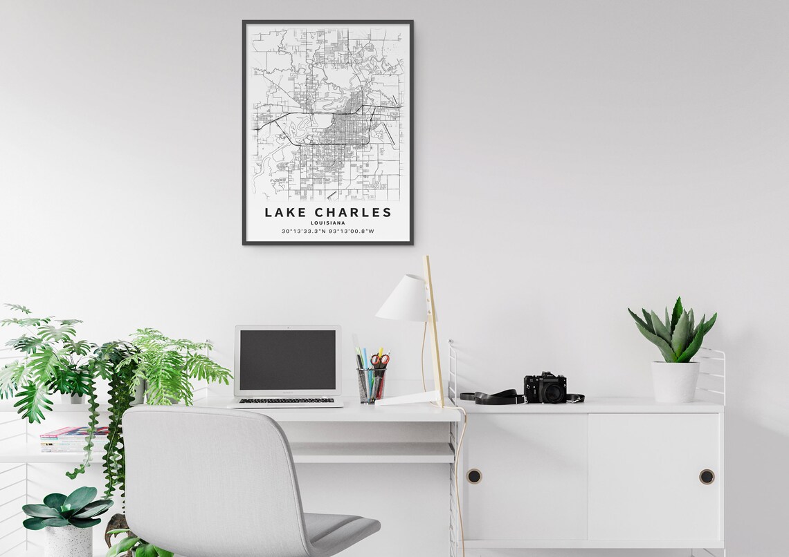 Printable Map of Lake Charles, Louisiana, USA With Street Names ...
