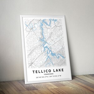 Printable Map of Tellico Lake, Tennessee, US - Instant Download \ Lake ...