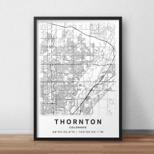 Printable Map of Thornton, Colorado, USA With Street Names Instant ...