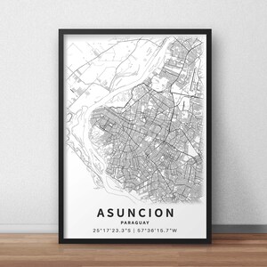 Printable Map of Asuncion, Paraguay With Street Names - Instant ...