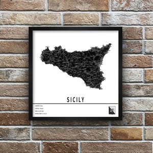 Printable Map of Sicily With City Names and Roads - Instant Download ...