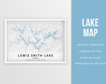 Lewis Smith Lake Map - Etsy