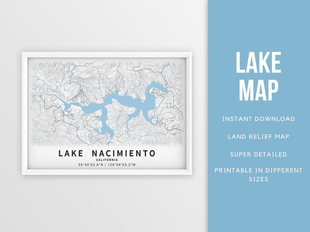 Printable Map of Lake Nacimiento California United States - Etsy