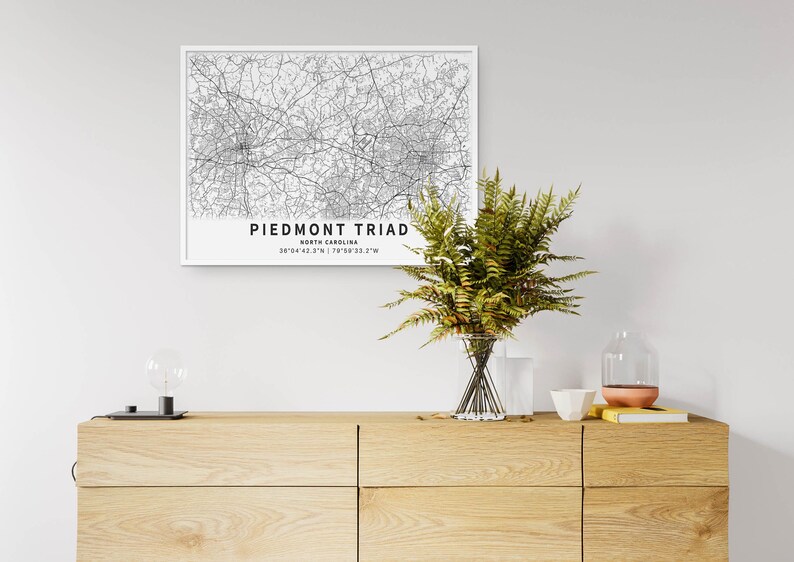 Printable Map of Piedmont Triad, North Carolina, USA With Street Names ...