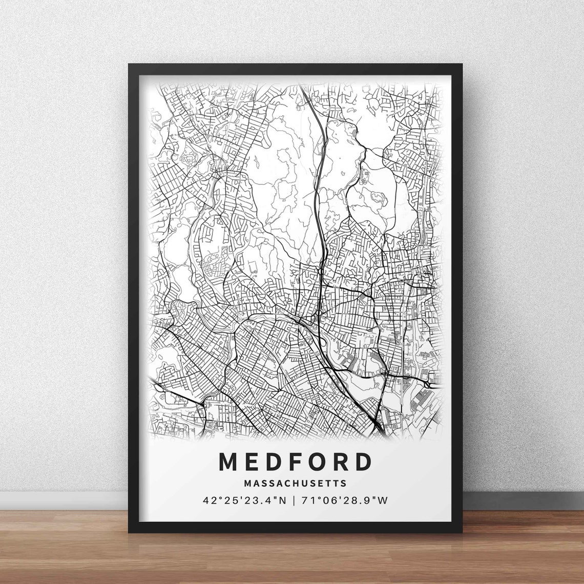 Printable Map of Medford Massachusetts MA United States With | Etsy