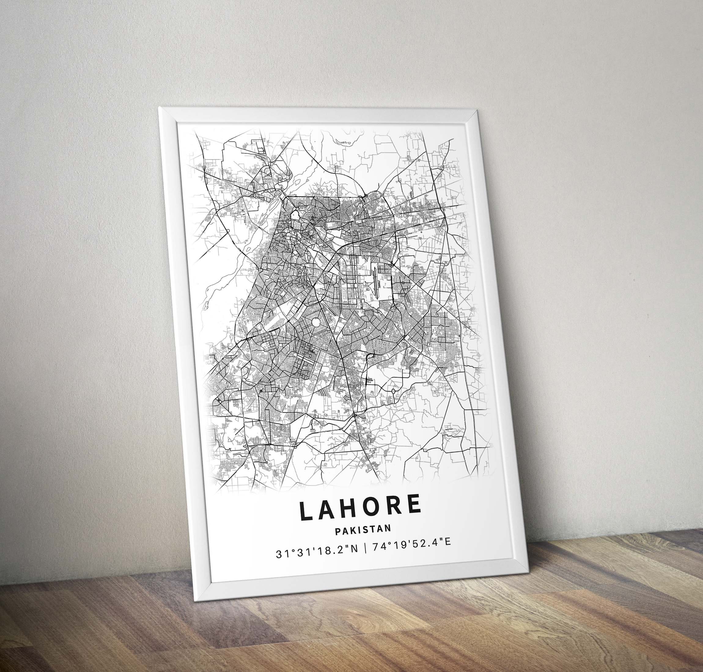 Printable Map of Lahore, Pakistan With Street Names - Instant Download ...