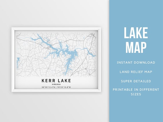 Printable Map of Kerr Lake Bugg's Island Lake Virginia | Etsy