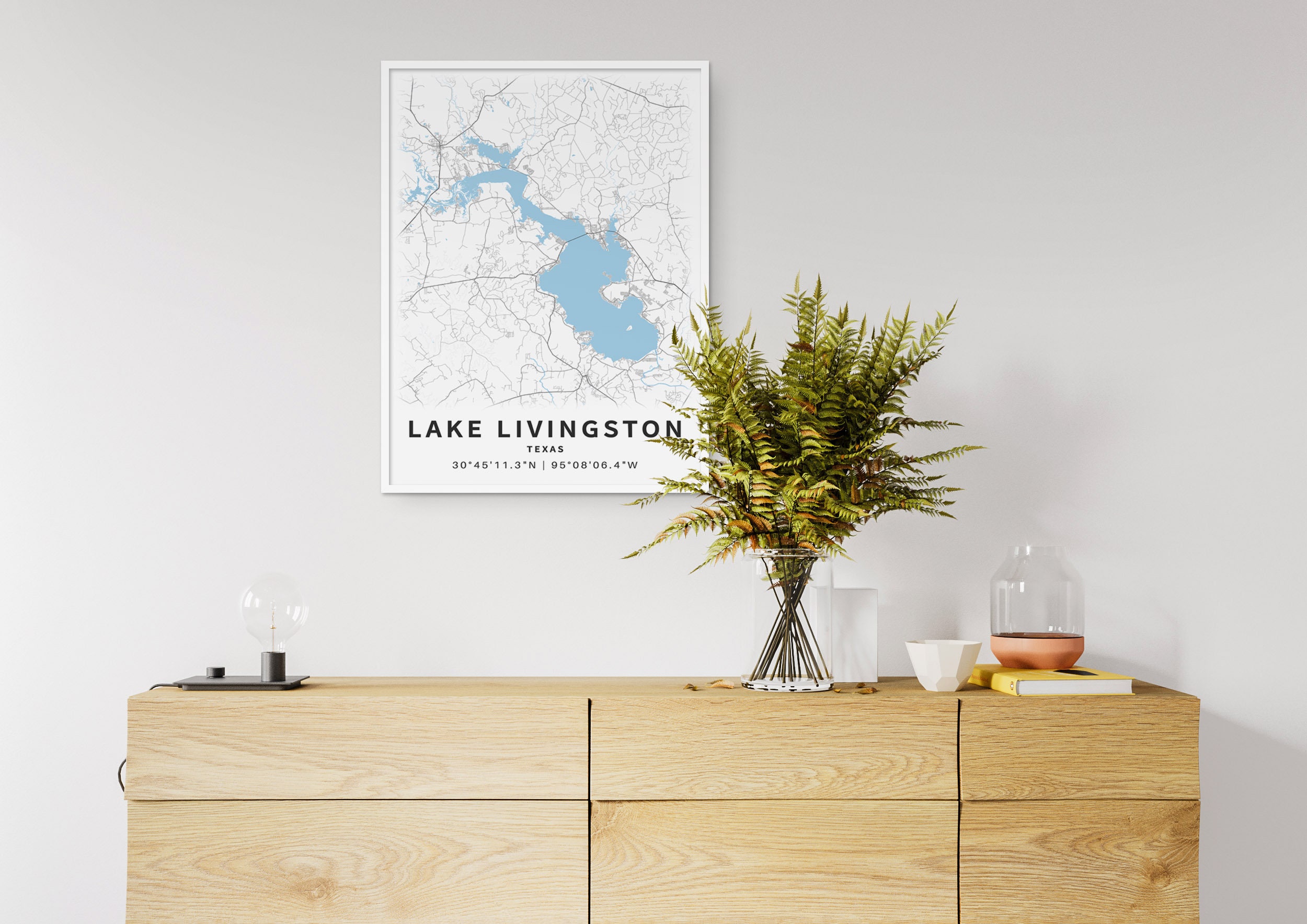 Printable Map of Lake Livingston Texas United States - Etsy
