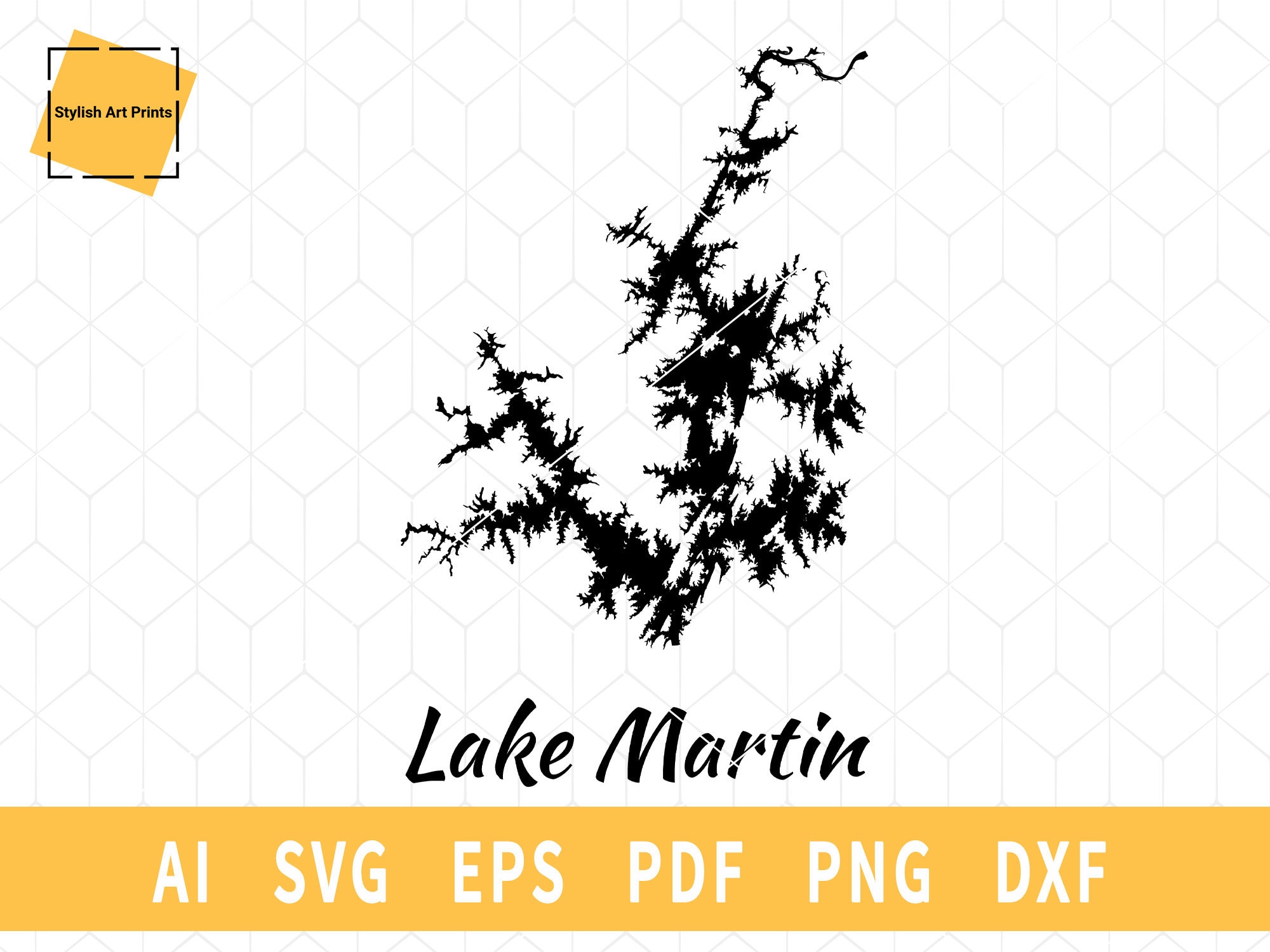 Buy Lake Martin Alabama Map Vector File Instant Download SVG Online in ...
