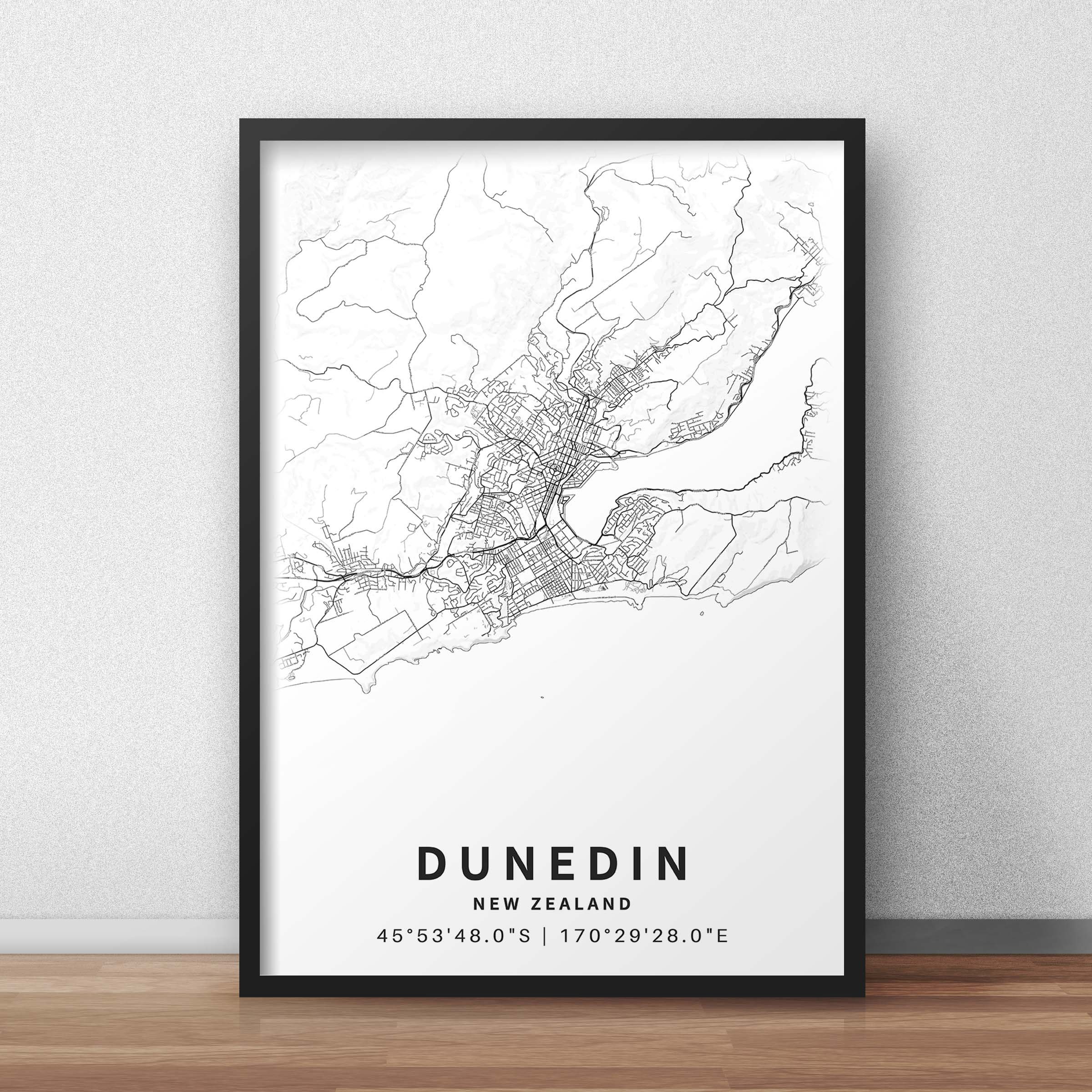 Printable Map of Dunedin New Zealand City With Street Names | Etsy
