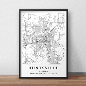 Printable Map of Huntsville, Alabama, USA With Street Names - Instant ...