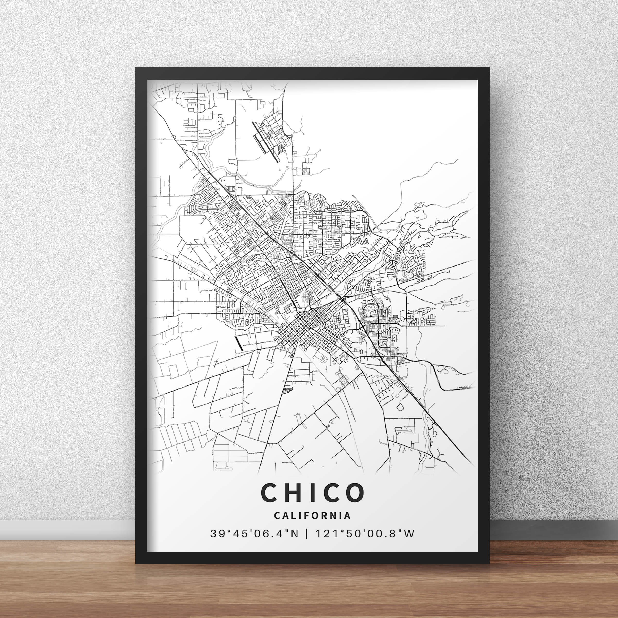 Printable Map of Chico, California, USA With Street Names - Instant ...