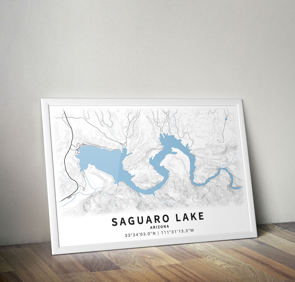 Printable Map of Saguaro Lake, Salt River, Arizona, US - Instant ...