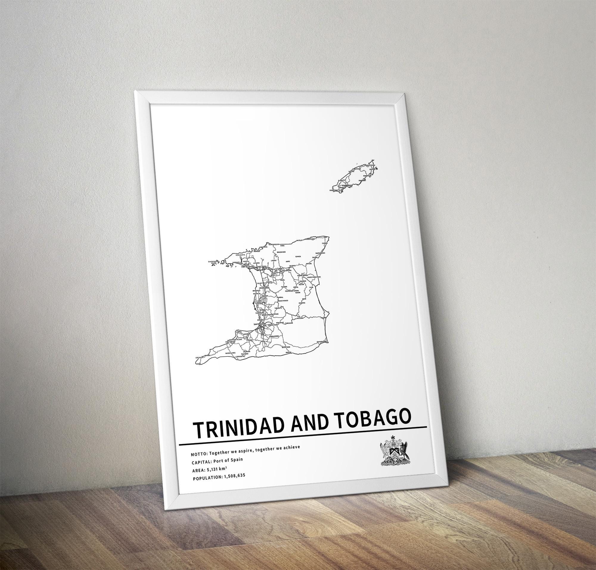Printable Map of Trinidad and Tobago With City Names and Roads ...