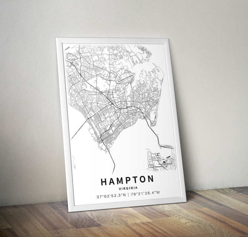 Printable Map of Hampton, Virginia, USA With Street Names - Instant ...