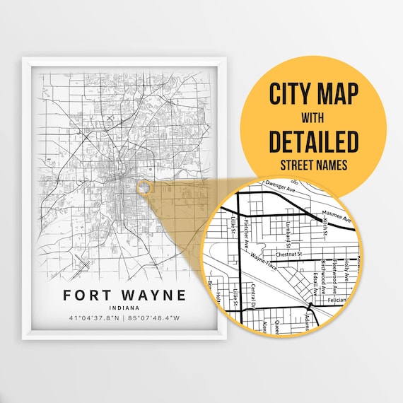 Printable Map Of Fort Wayne Indiana Antique Fort Wayne, Indiana 1953