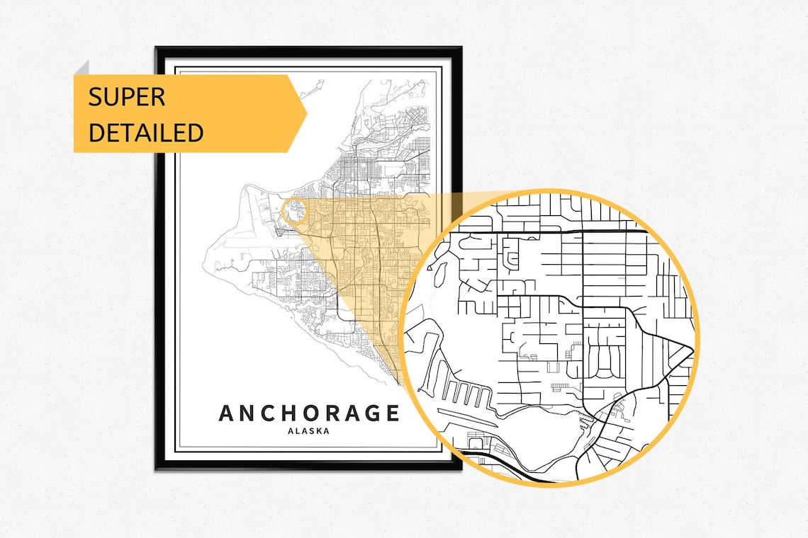 Printable Map of Anchorage AK Alaska USA City Map Instant - Etsy