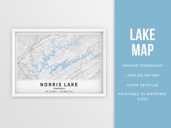 Printable Map Norris Lake Tennessee United States Instant - Etsy