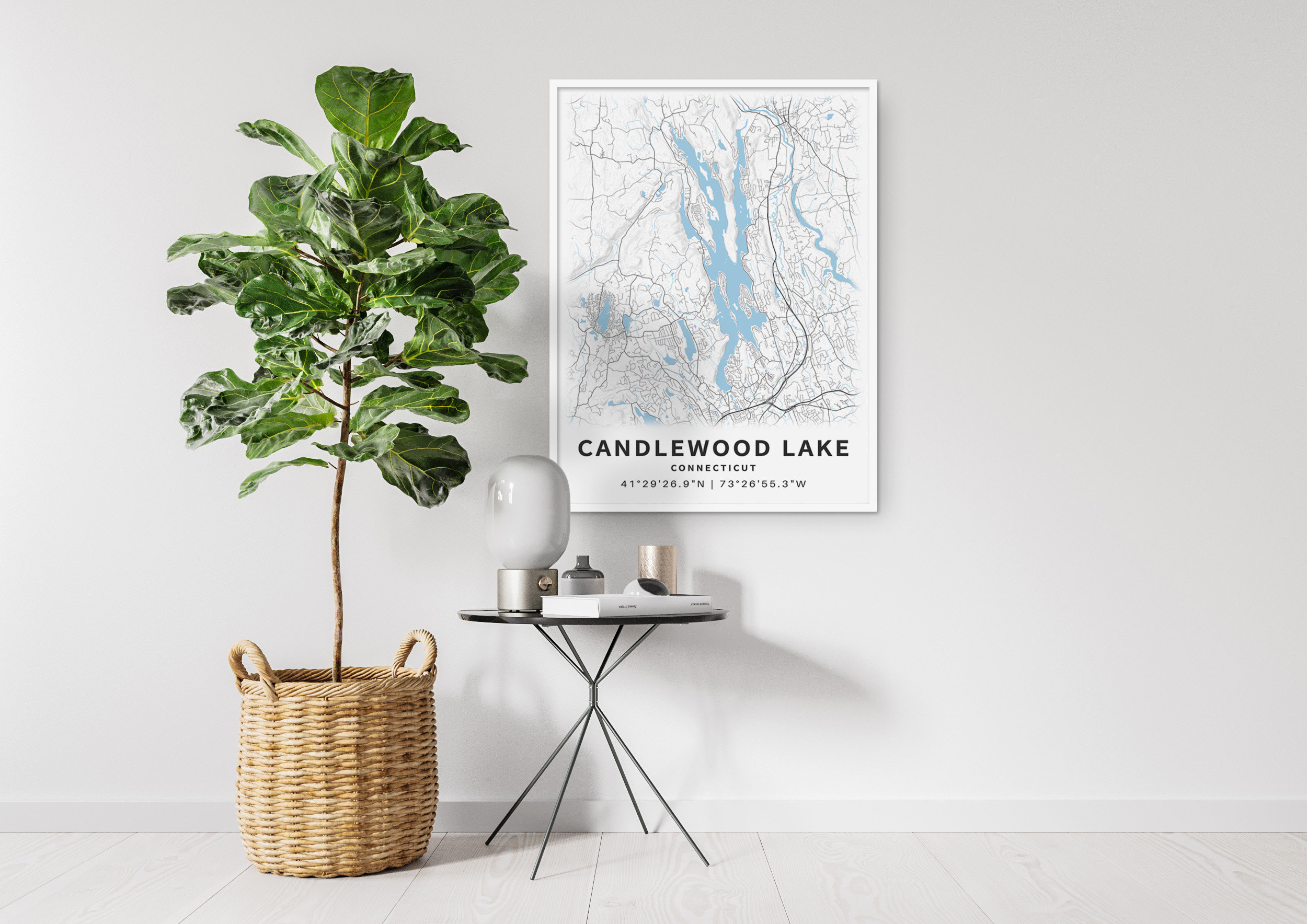 Printable Map of Candlewood Lake, Connecticut, US - Instant Download ...