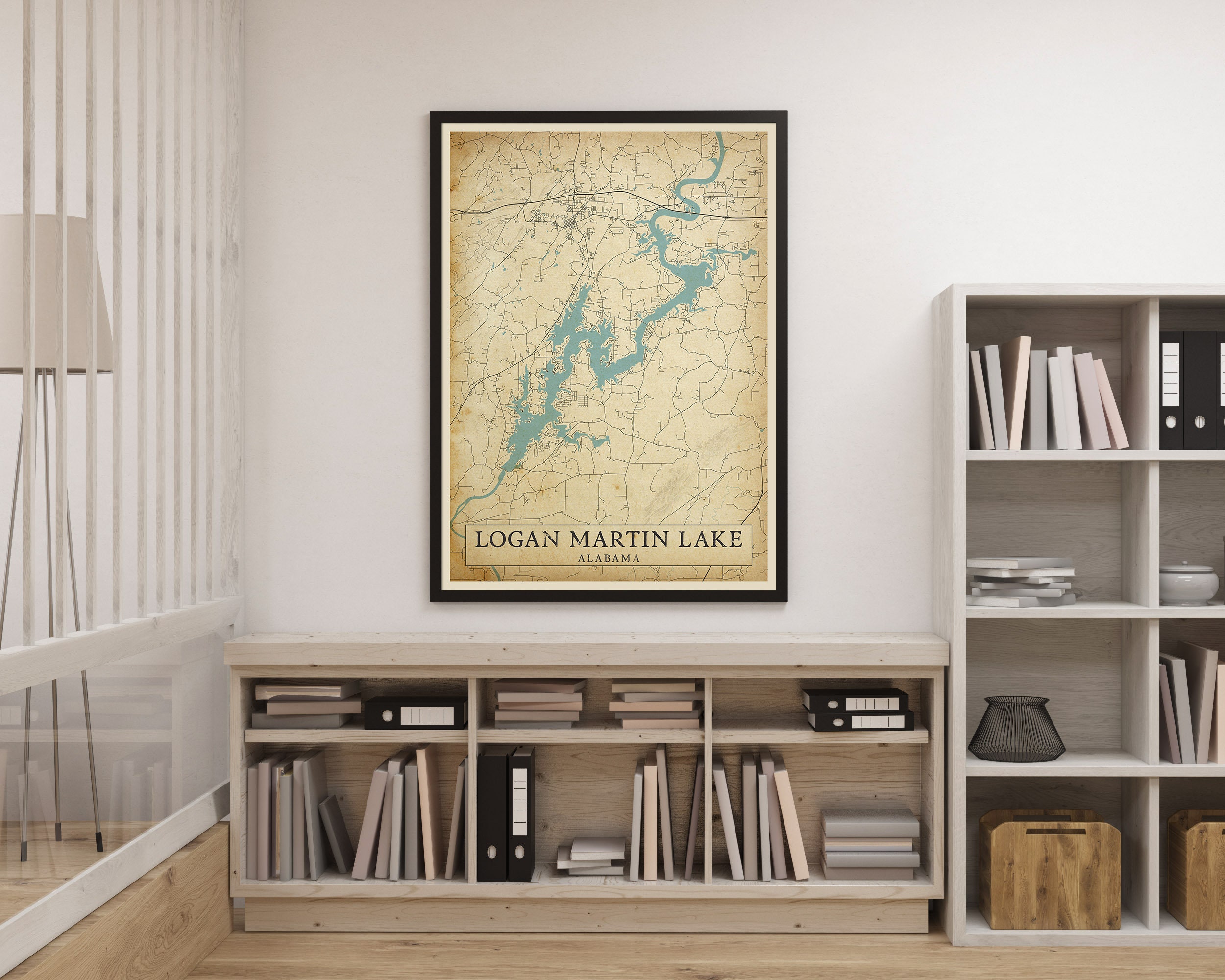 Vintage Style Map of Logan Martin Lake Alabama USA Instant - Etsy