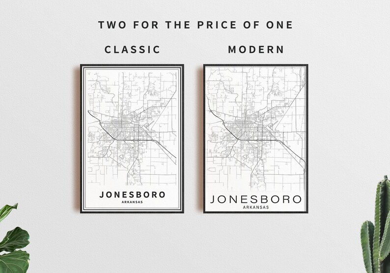 Printable Map of Jonesboro Arkansas AR United States - Etsy