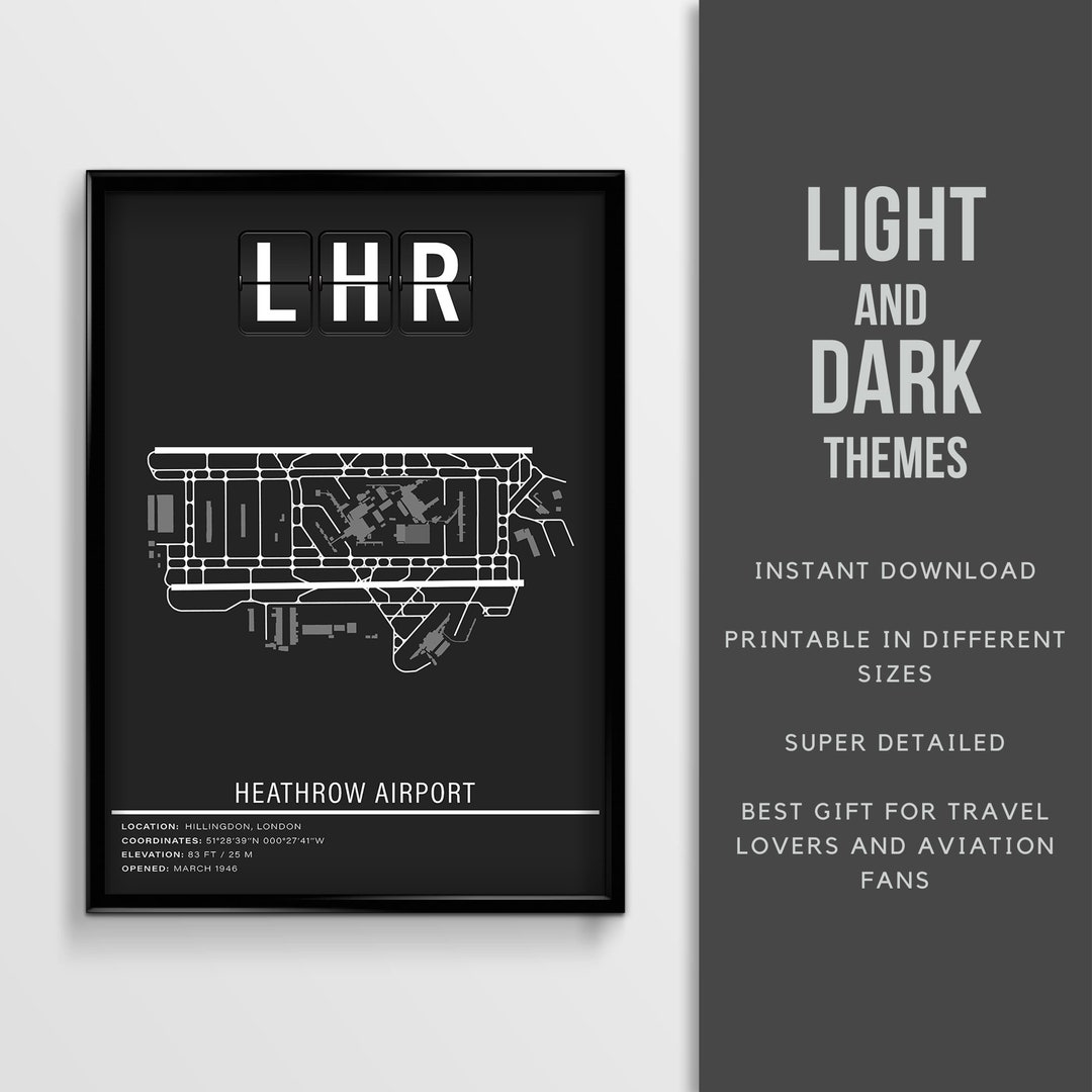 LHR London Heathrow Airport Poster Instant Download Airport Map Gift ...