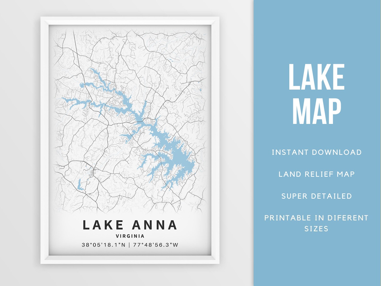 Printable Map of Lake Anna Virginia United States Instant - Etsy