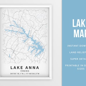 Printable Map of Lake Anna Virginia United States Instant - Etsy
