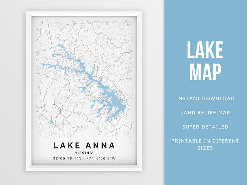 Printable Map of Lake Anna Virginia United States Instant - Etsy