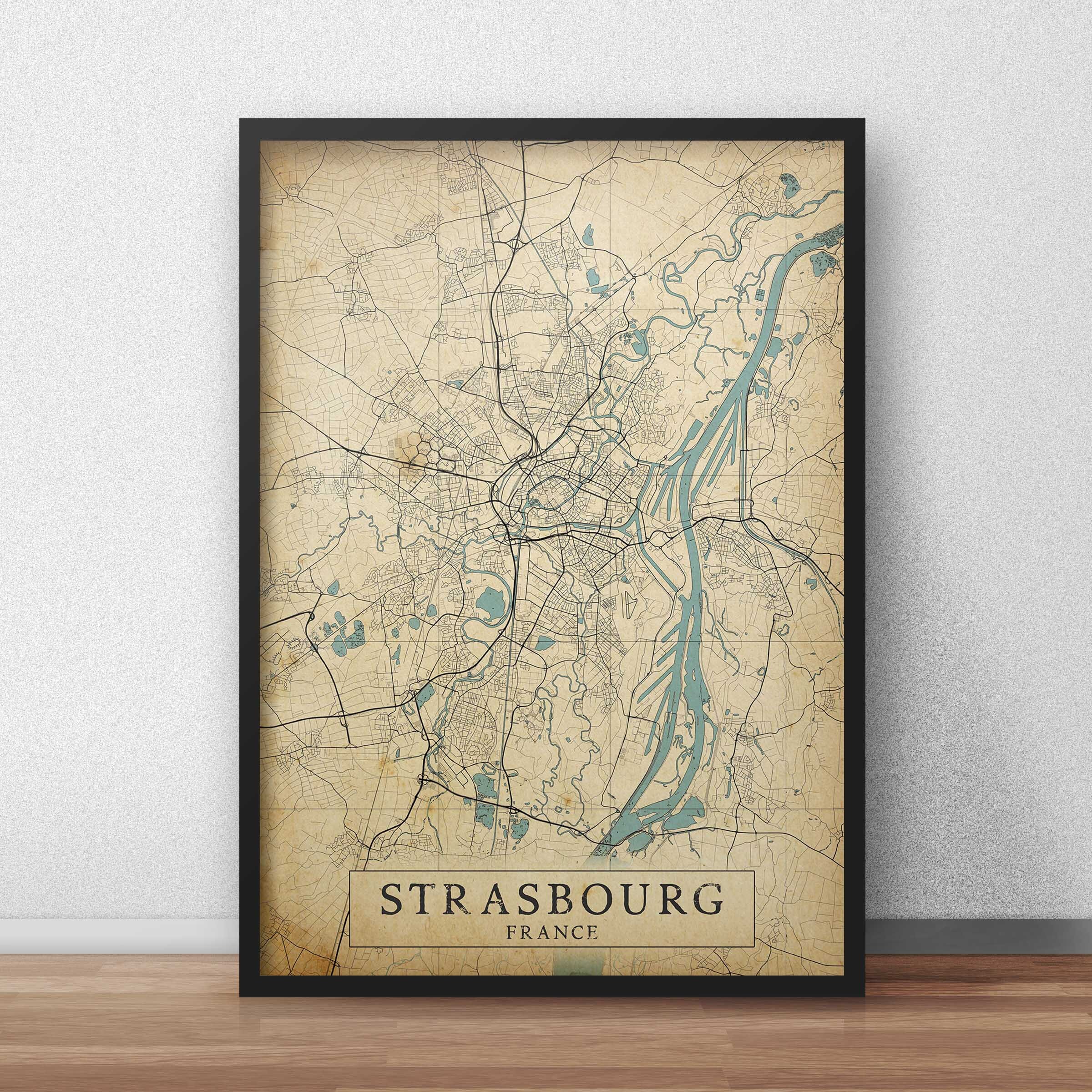 Printable Vintage Style Map Strasbourg France Instant | Etsy