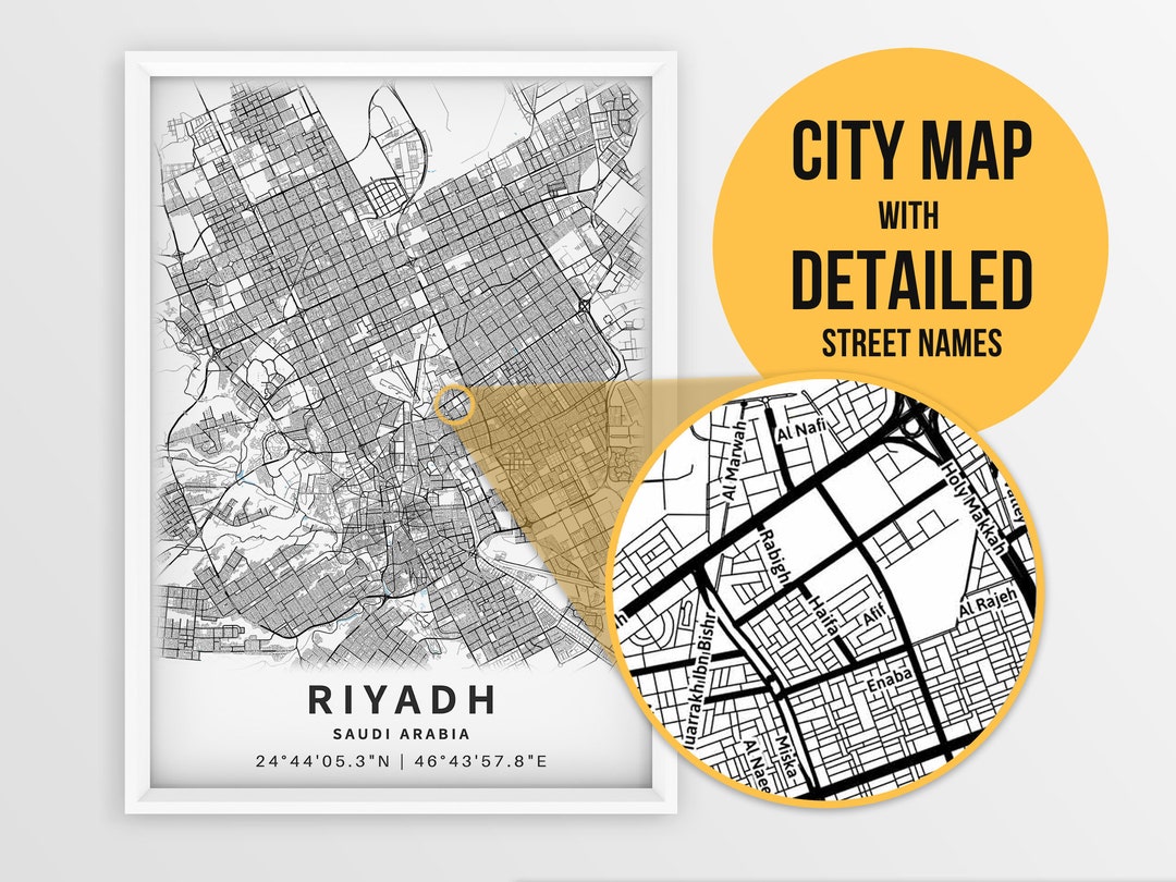 Printable Map of Riyadh Saudi Arabia With Street Names - Etsy