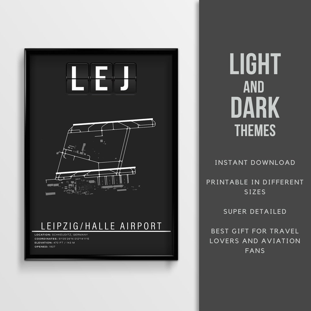 LEJ Leipzig/Halle Airport Poster Sofort Download Start und Landebahn ...