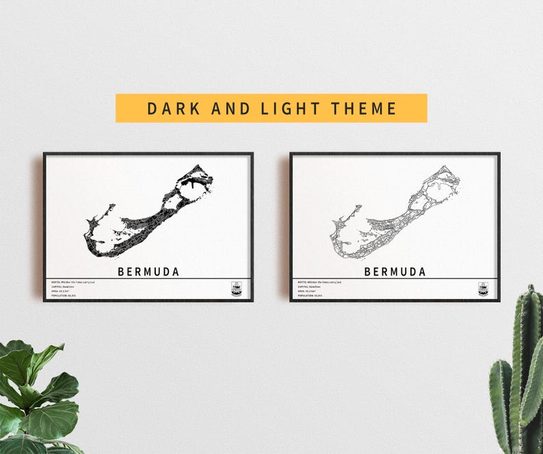 Printable Map of Bermuda With City Names and Roads - Instant Download ...