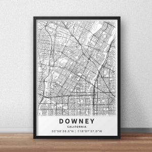 Printable Map of Downey, California, USA With Street Names - Instant ...