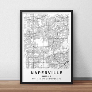 Printable Map of Naperville, Illinois, USA With Street Names - Instant ...